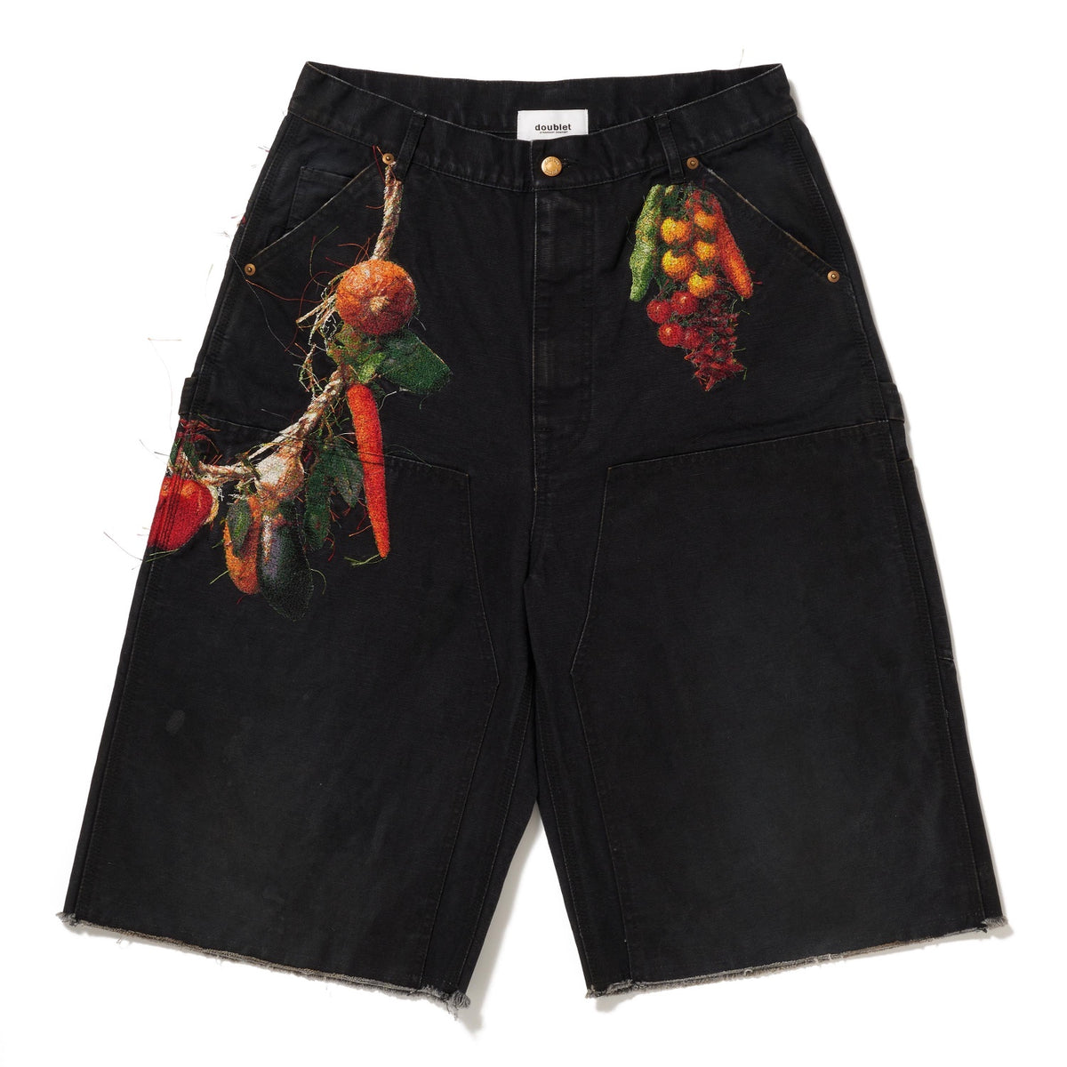VEGETABLE EMBROIDERY CUT-OFF PANTS｜BLACK – NOU-KON