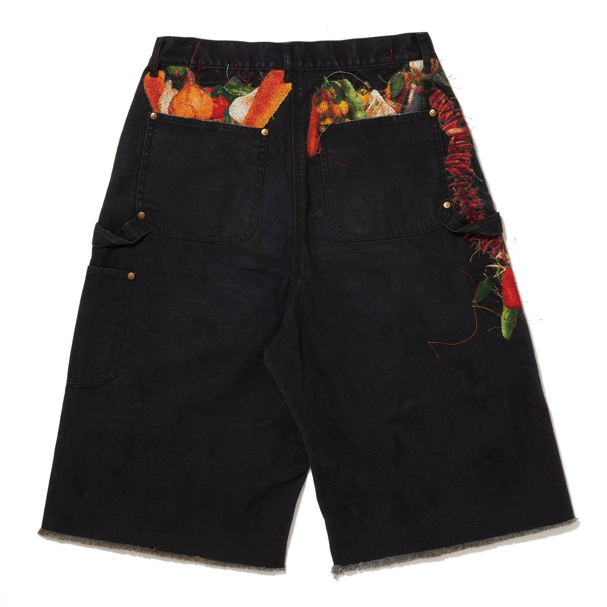 VEGETABLE EMBROIDERY CUT-OFF PANTS｜BLACK – NOU-KON